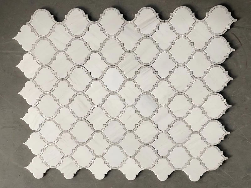 artistic tile, Fashionable Waterjet White Marble Mosaic Tile For Wall ...