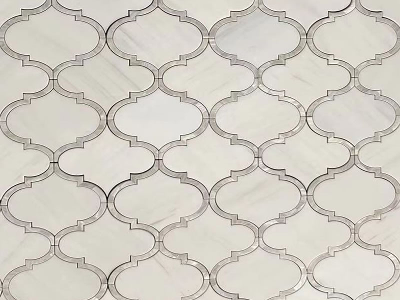 artistic tile, Fashionable Waterjet White Marble Mosaic Tile For Wall ...