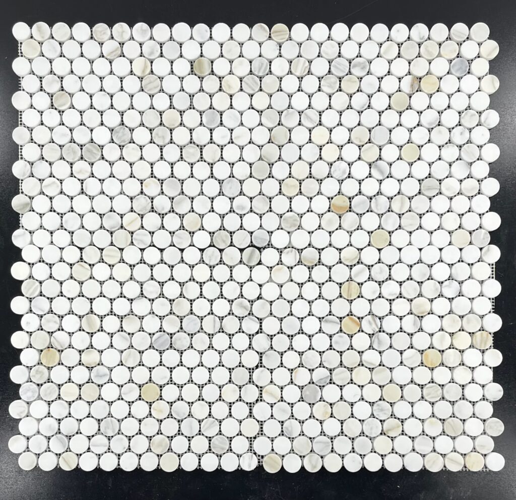 Penny round calacatta white Marble mosaic Tiles - PhoenixTileMosaic