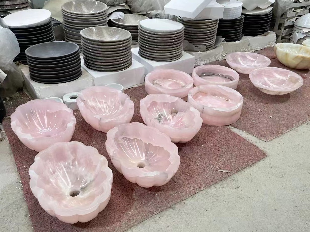 Pink onxy sink , Vessel Bathroom Sink, Powder Room Sink Custom Vanity ...